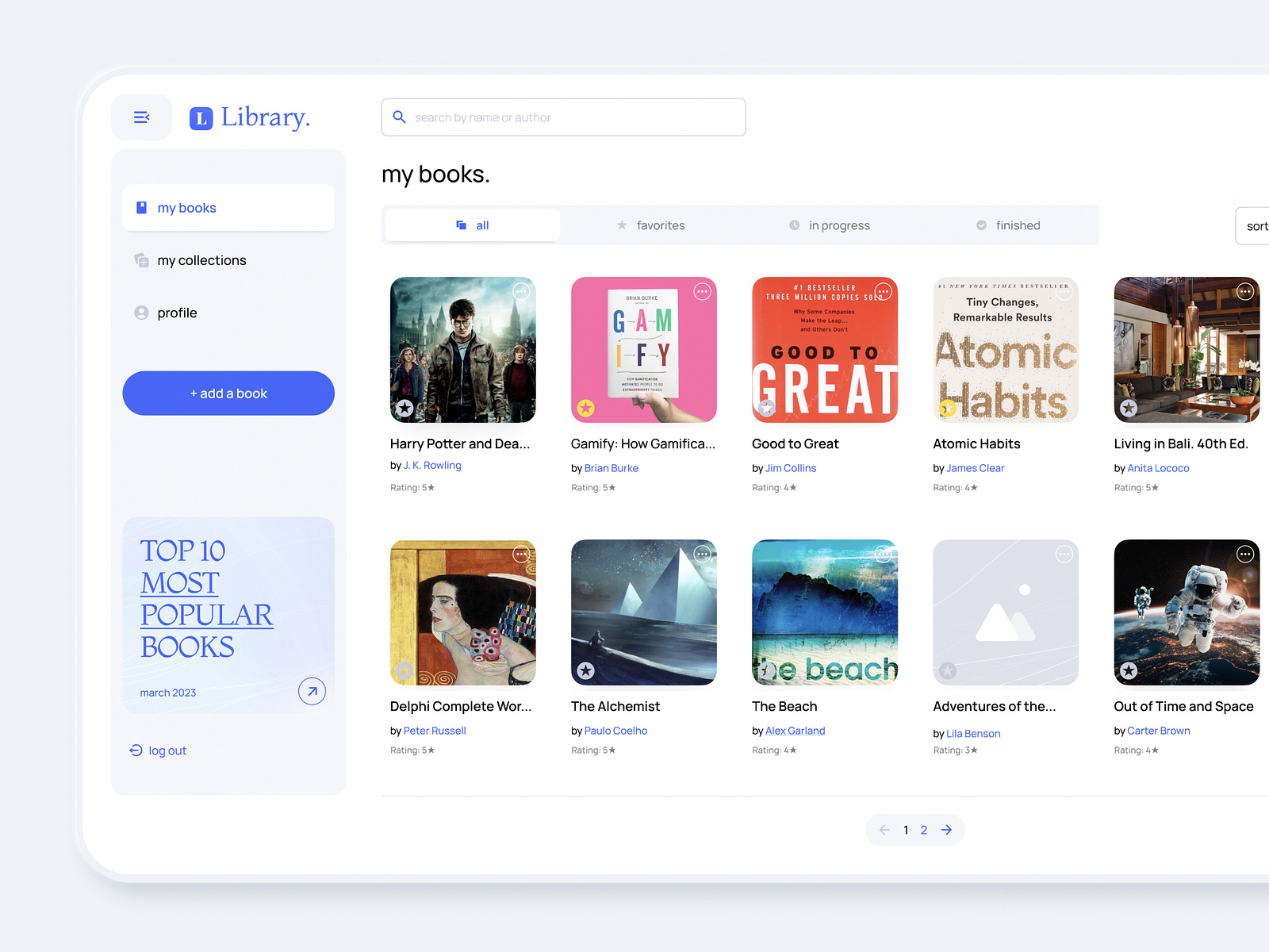 Library Web App By Nadya Gorbacheva On Dribbble