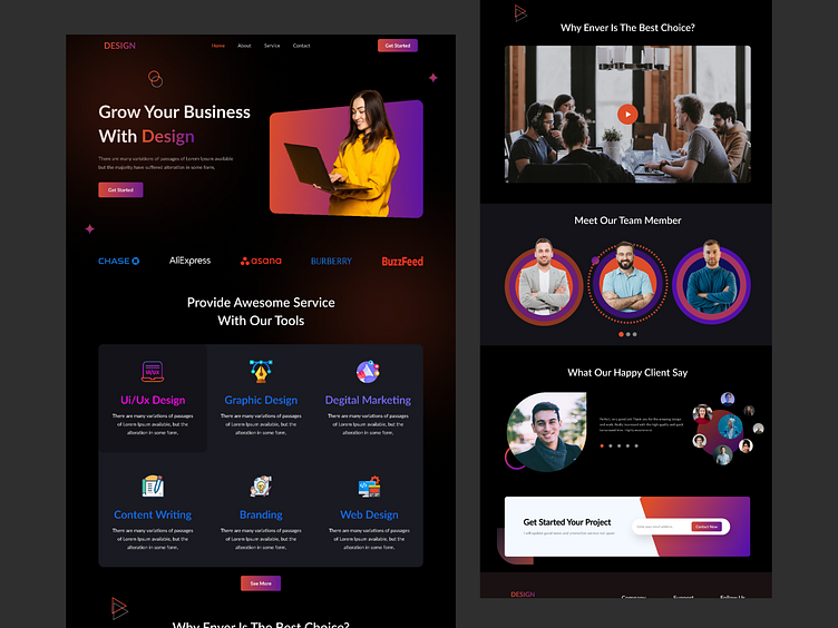 Digital design agency website by Arif Hossain on Dribbble