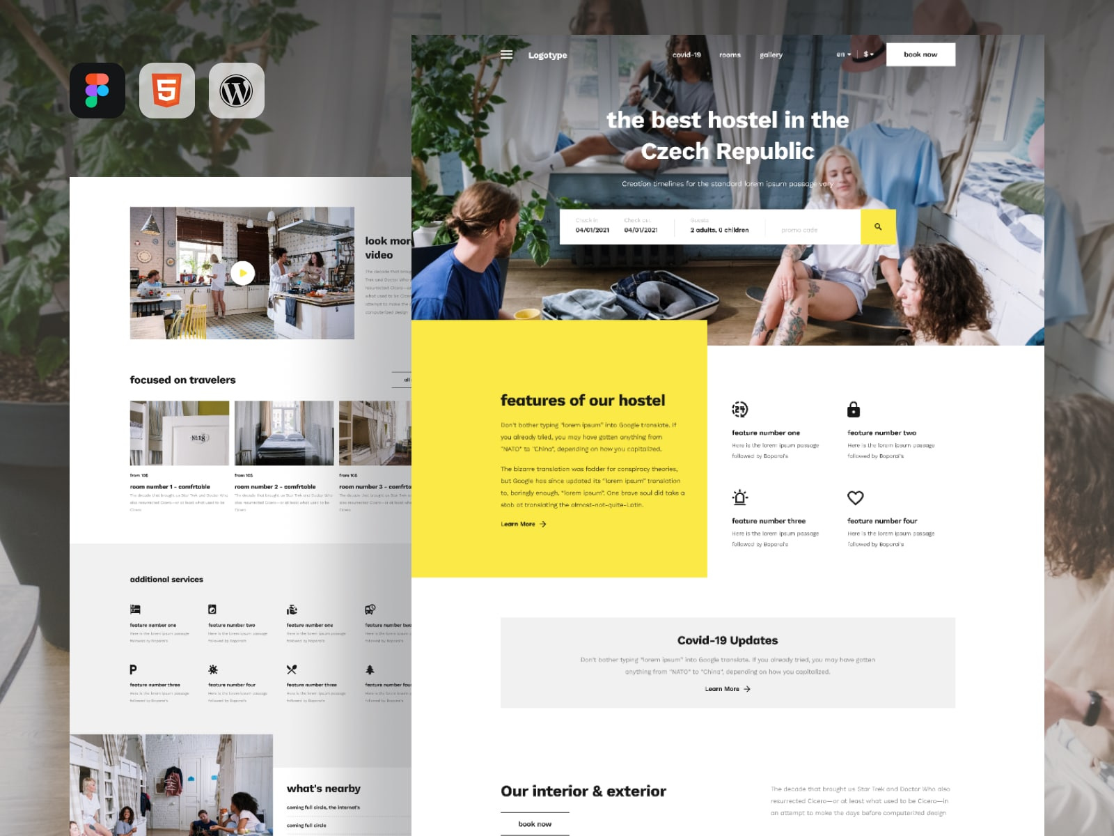 Hostel website design template by Pixel Makers Creative on Dribbble