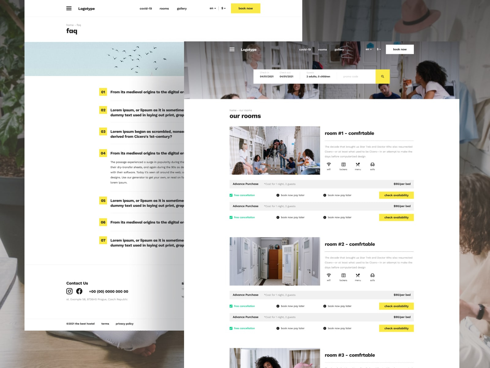 Hostel website design template by Pixel Makers Creative on Dribbble