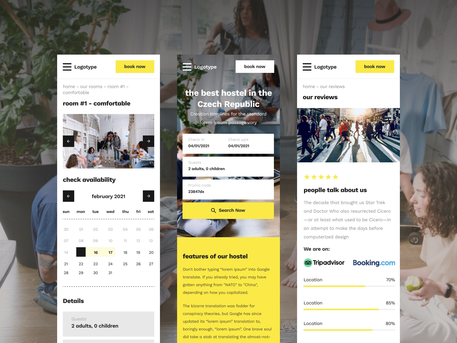 Hostel website design template by Pixel Makers Creative on Dribbble