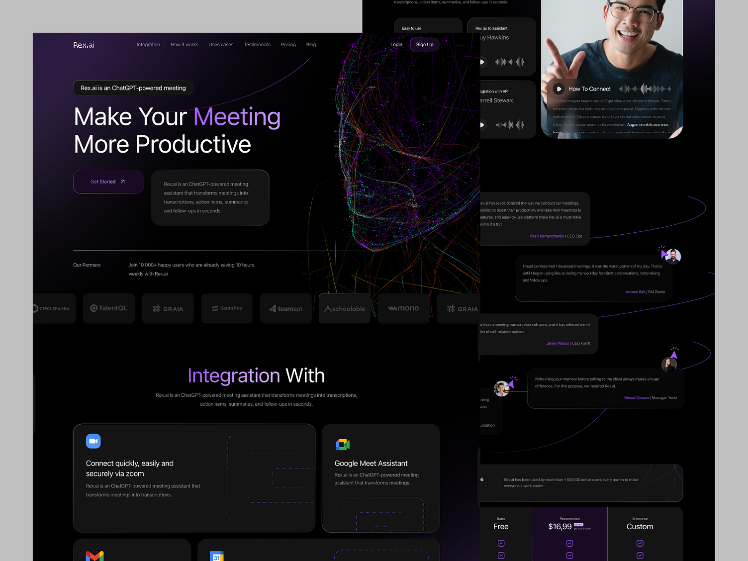 Rex.ai - Artificial Intelligence Website by Hanz Sofyan for Plainthing Studio on Dribbble