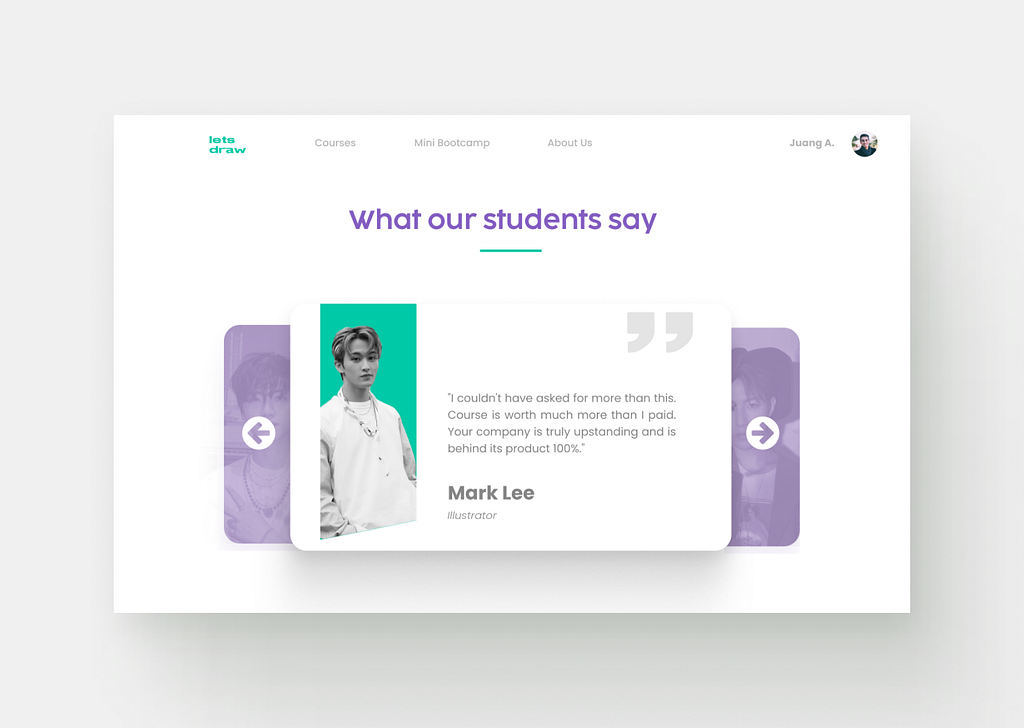 Student Testimonials UI Design by Nabila Tiara Putri on Dribbble