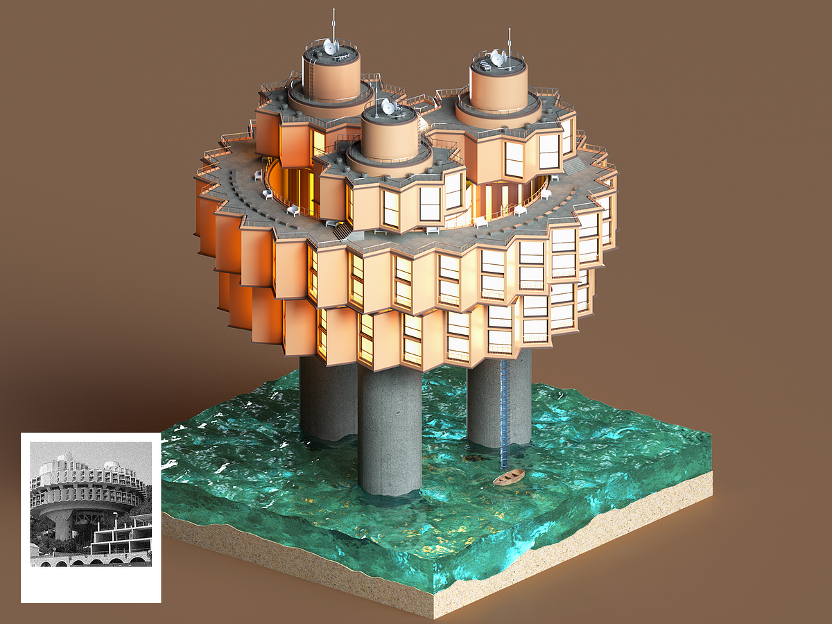 3D building : Druzhba sanatorium in CCCP by egolsr on Dribbble