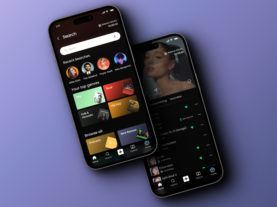 Music App Search and Artist Page by Mat Piotrowski on Dribbble