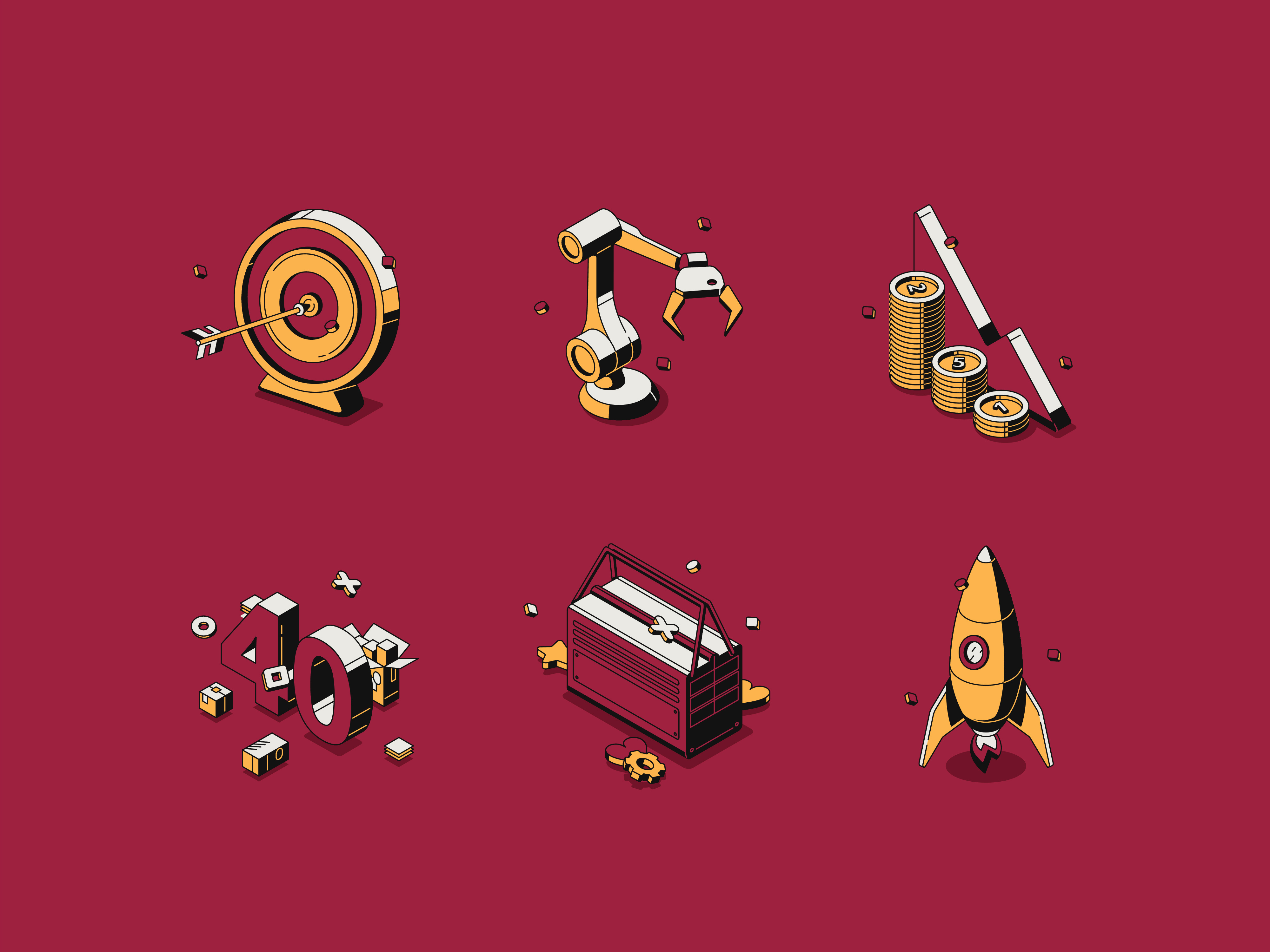 Objects and icons for Prime Packaging by Pavel Korkunov on Dribbble