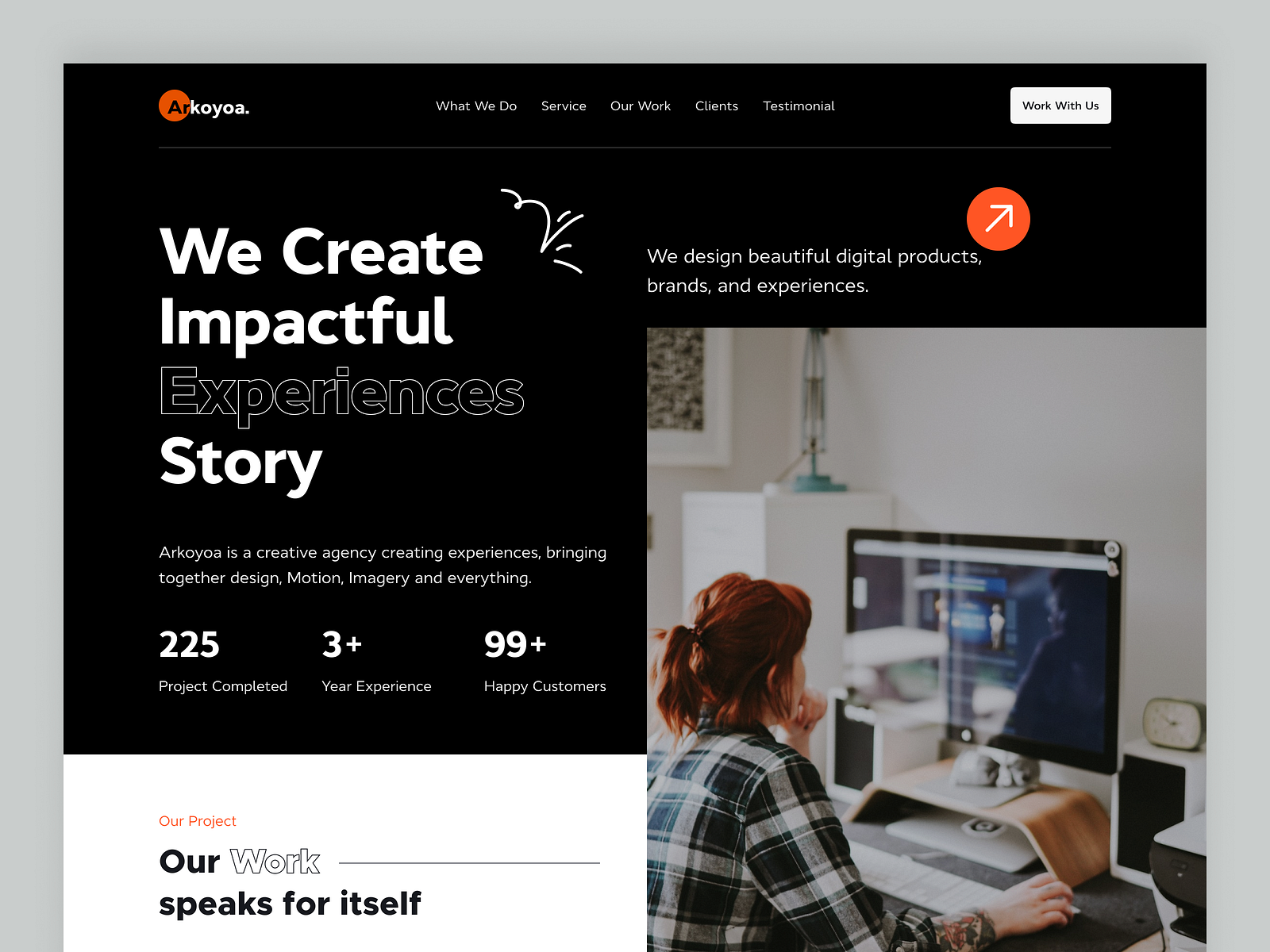 Arkoyoa. Creative Agency Hero Section by Satya Ranjan Swain on Dribbble