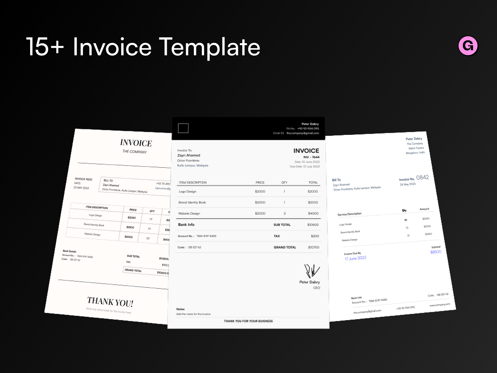 15+ Invoice Template by Gaurav Uvaraj on Dribbble