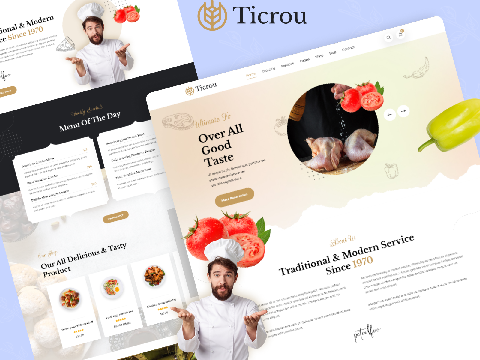 Ticrou - Restaurant Web Design by Muhibbur Rashid for Template Path: UI/UX Design Agency on Dribbble