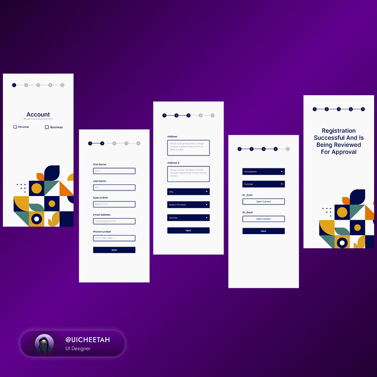Multi step form designed on figma by Hafsa salman l UI designer on Dribbble