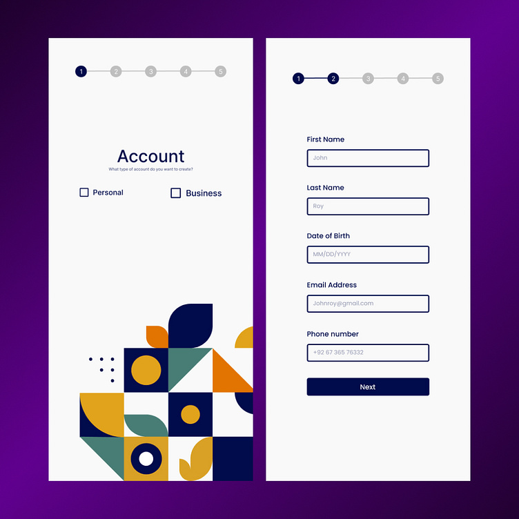 Multi step form designed on figma by Hafsa salman l UI designer on Dribbble