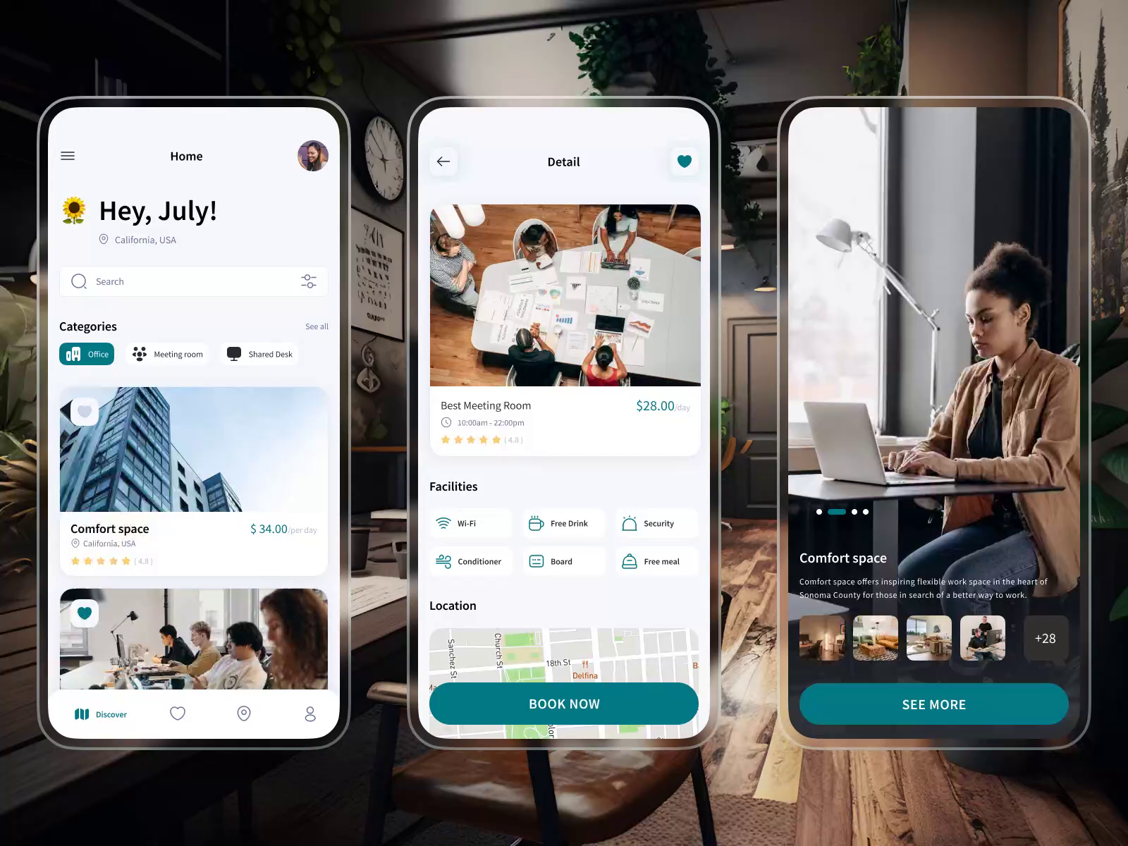 Co-working app by Hanna Rai on Dribbble