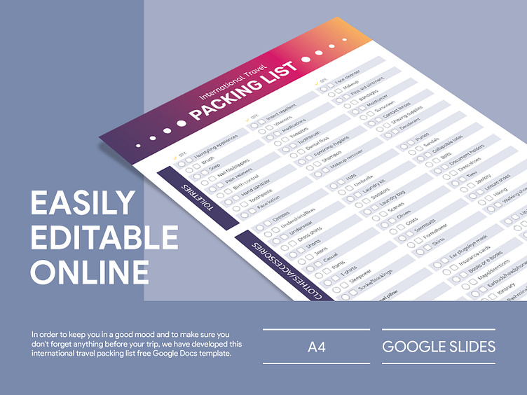 International Travel Packing List Free Google Docs Template by Free ... International Travel Packing List Free Google Docs Template by Free ...
