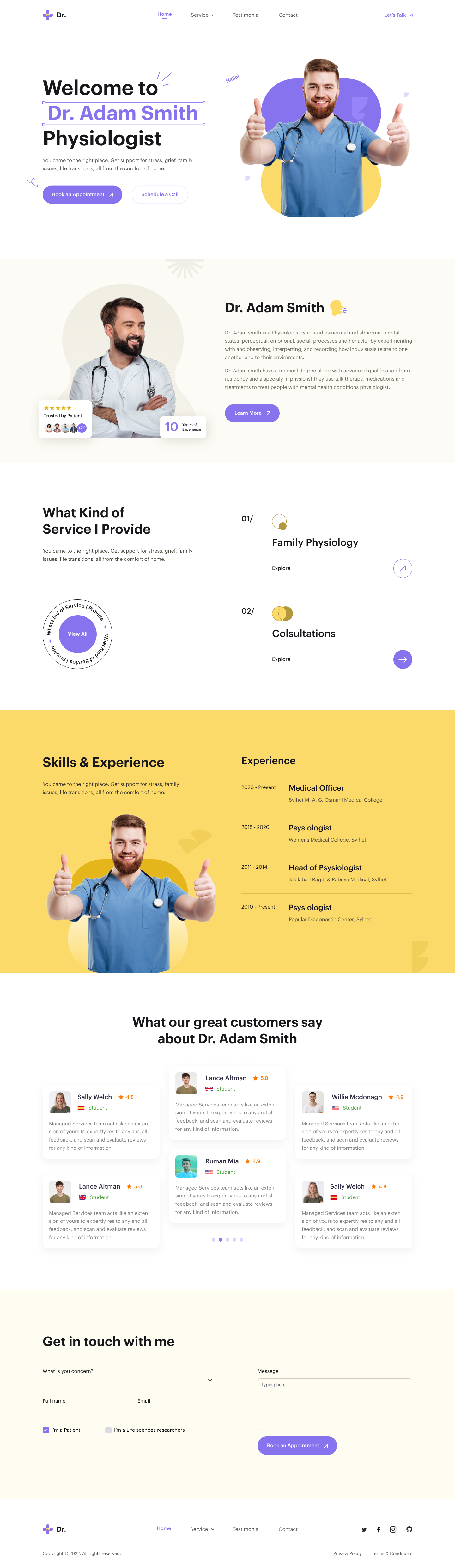 Doctor Portfolio Landing Page by Sohidur Rahman on Dribbble