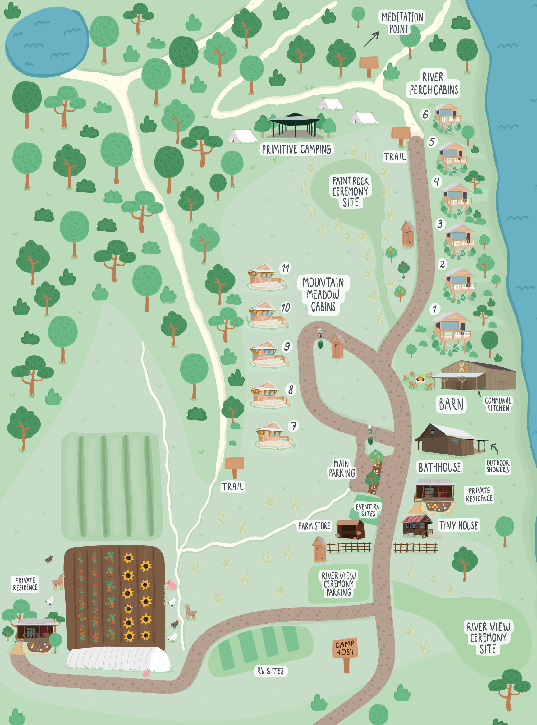 Cute hand drawn illustrated map of the hotels' territory by Anastasia ...