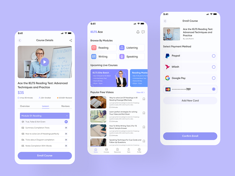 IELTS Preparation App | E-learning app ui by Sujon Ahmed on Dribbble