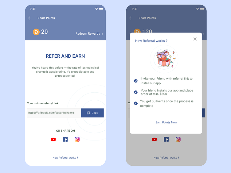 Ecommerce APP: Refer and Earn Page Design by Susan Raj Shakya on Dribbble