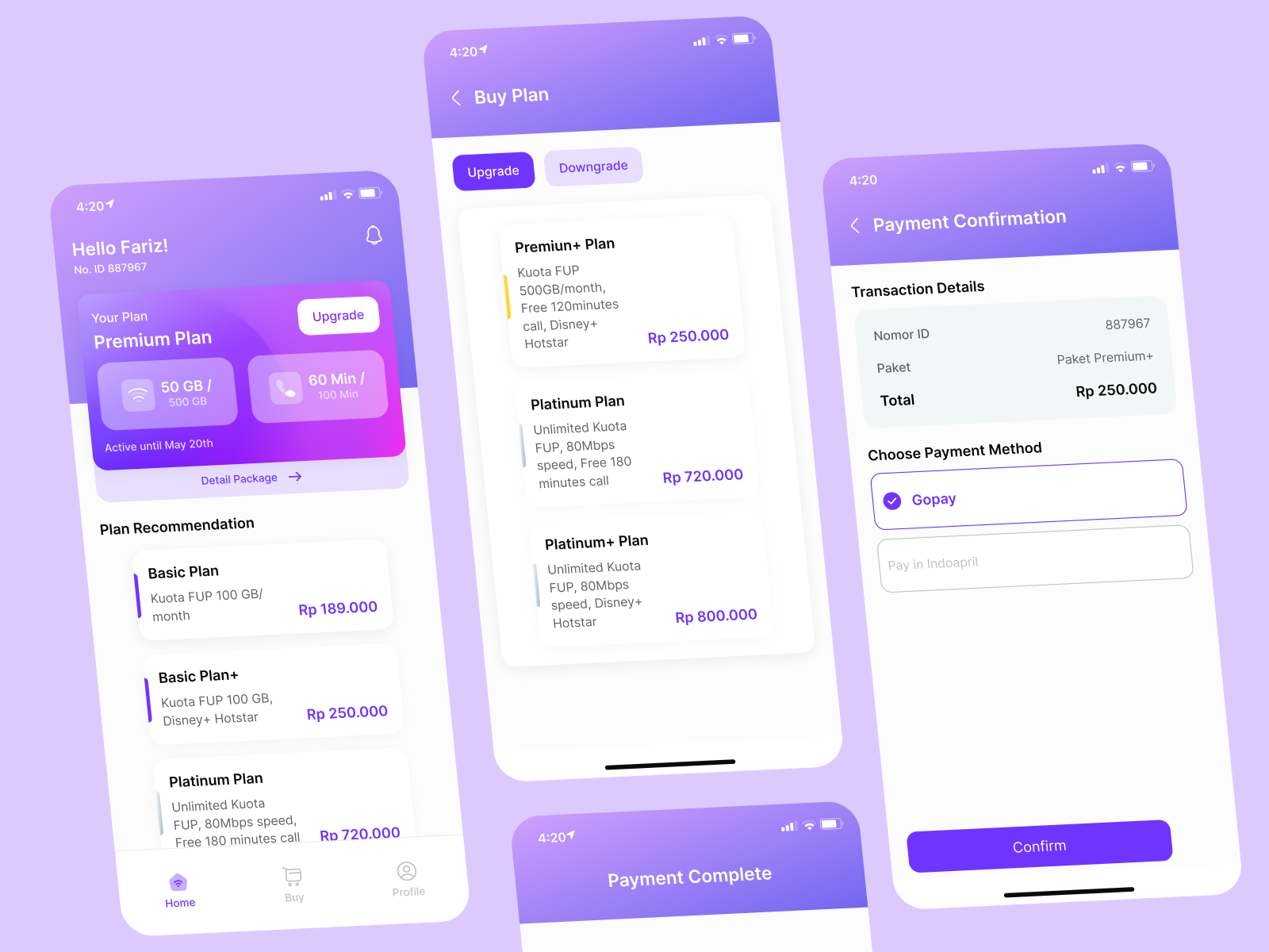 Internet Plan Mobile App by Dimas Prakoso for Nimu Design on Dribbble