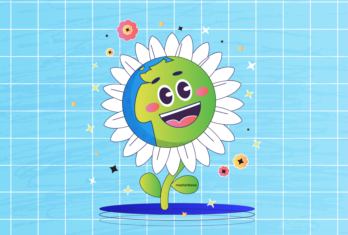 Happy Earth Day. Groovy Daisy Flower Character by Maria Nikonova on ...
