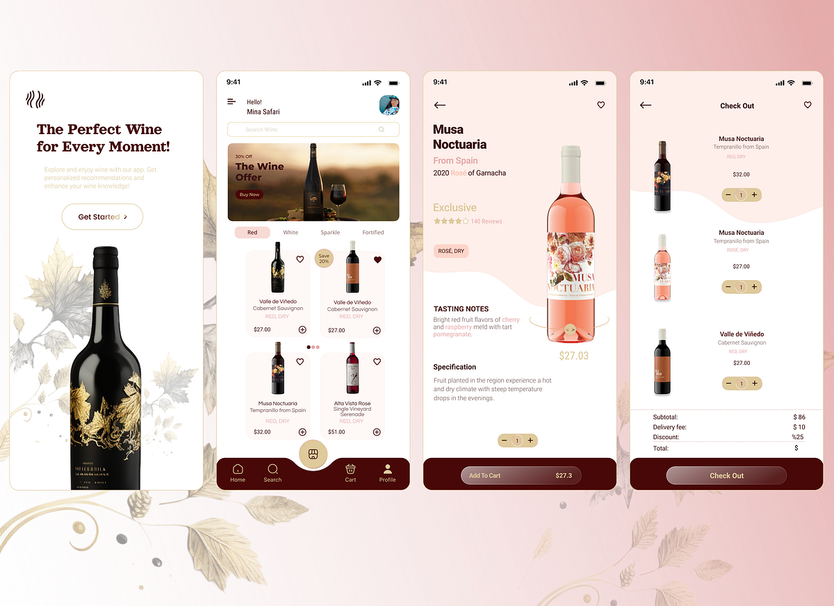 Wine App Design/App by Mina on Dribbble