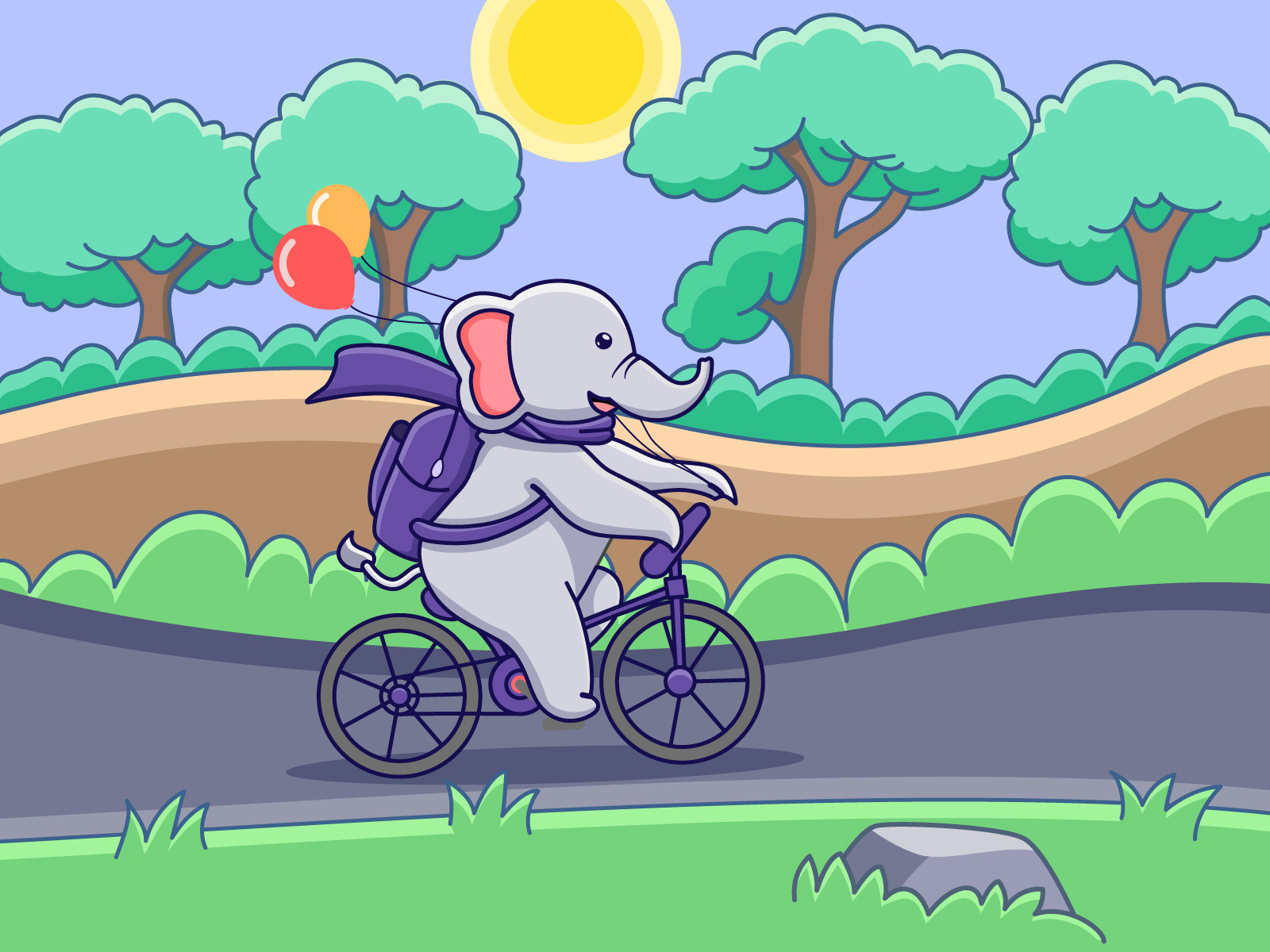 Cute Elephant Cycling On The Road. by Md Rayhan Bhuiyan on Dribbble