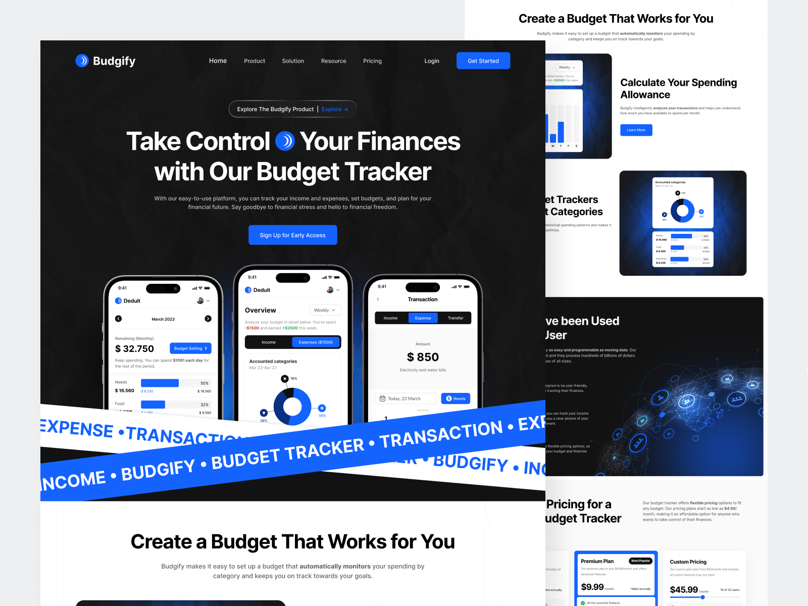 Budgify - Budget Tracker Landing Page by Zaim Maulana for Elux Space on ...