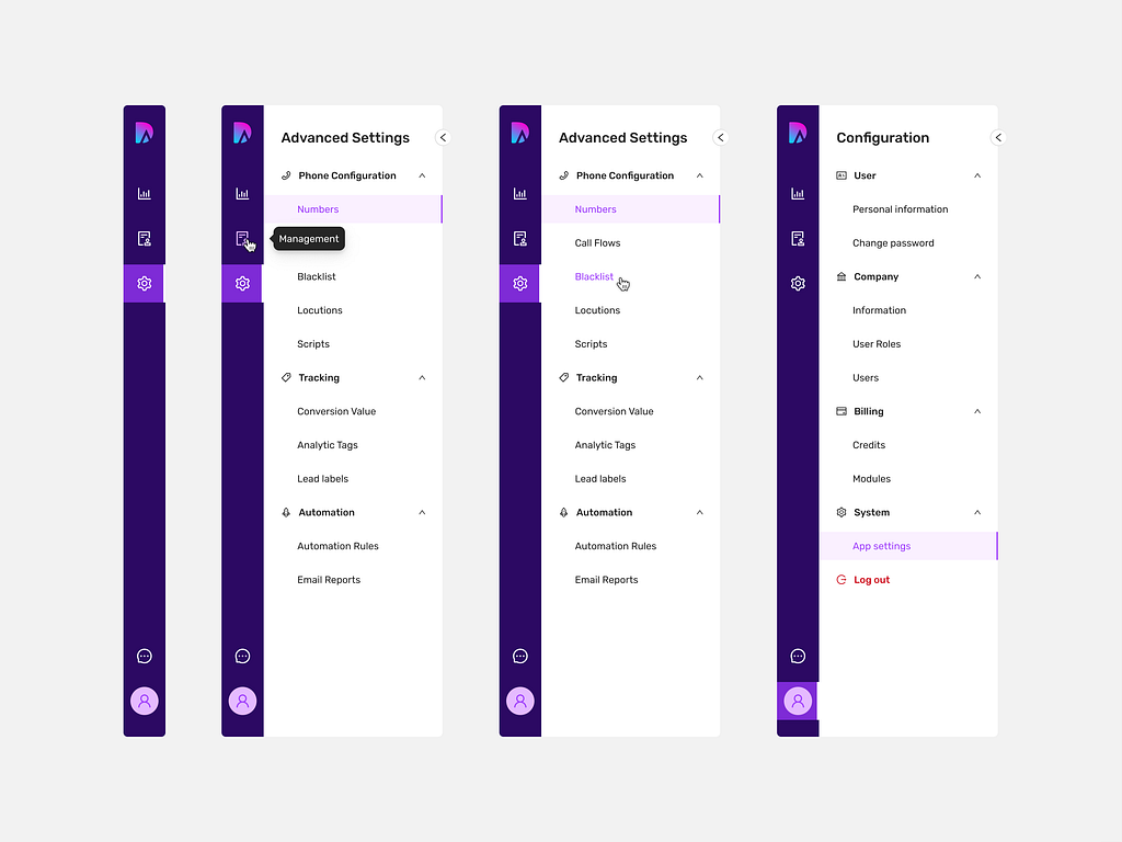Collapsible Dashboard Left Sidebar Menu Nav Subnavigation by Modo on Dribbble