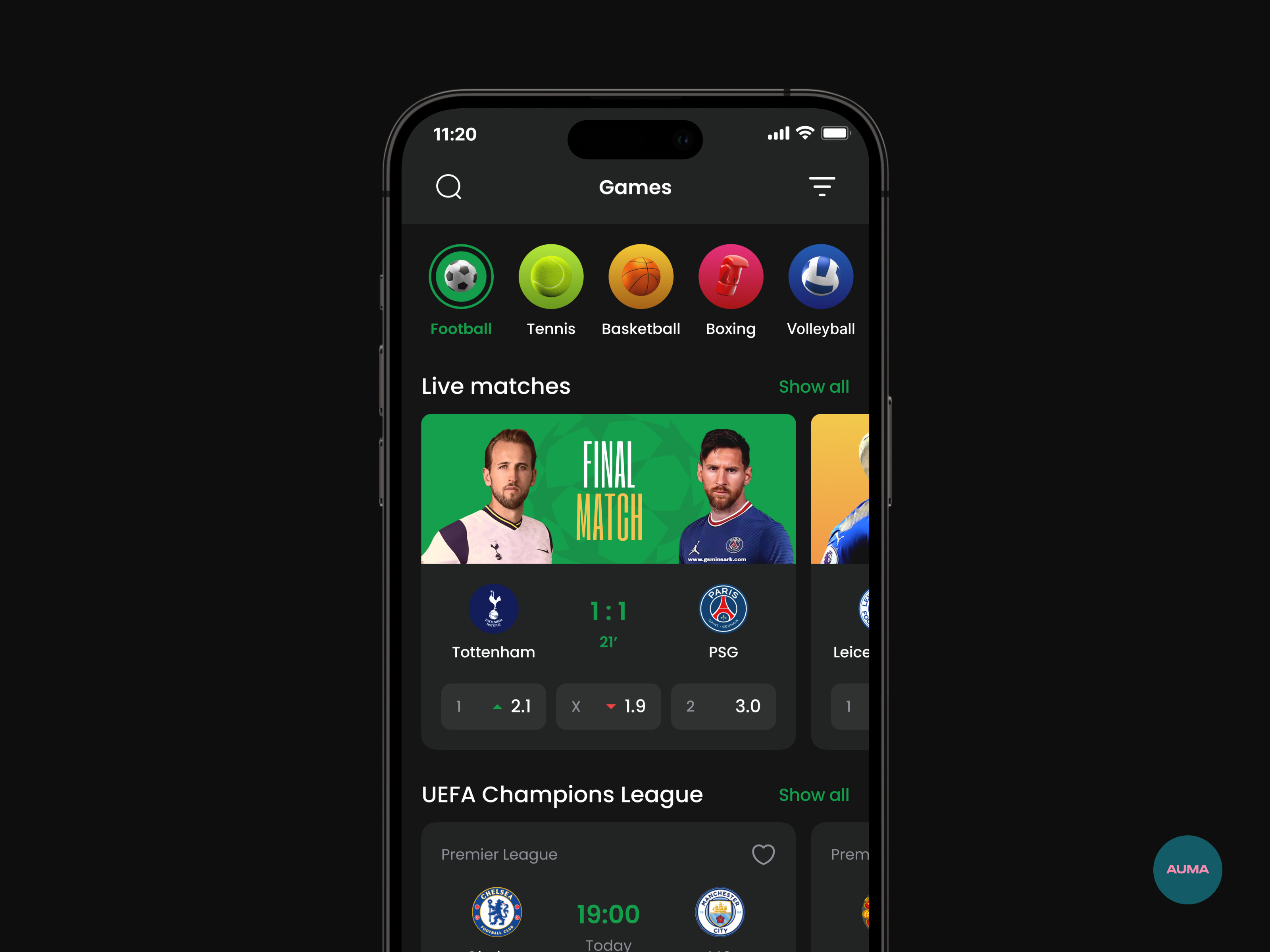 Sports betting mobile app by Auma Design on Dribbble