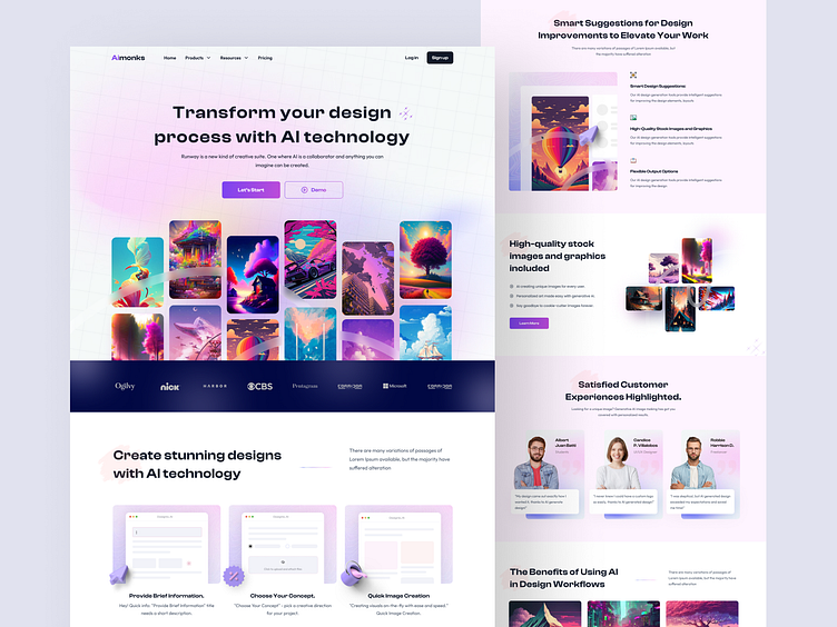 AI Image Generator Landing Page UI by Design Monks for Design Monks Inc ...