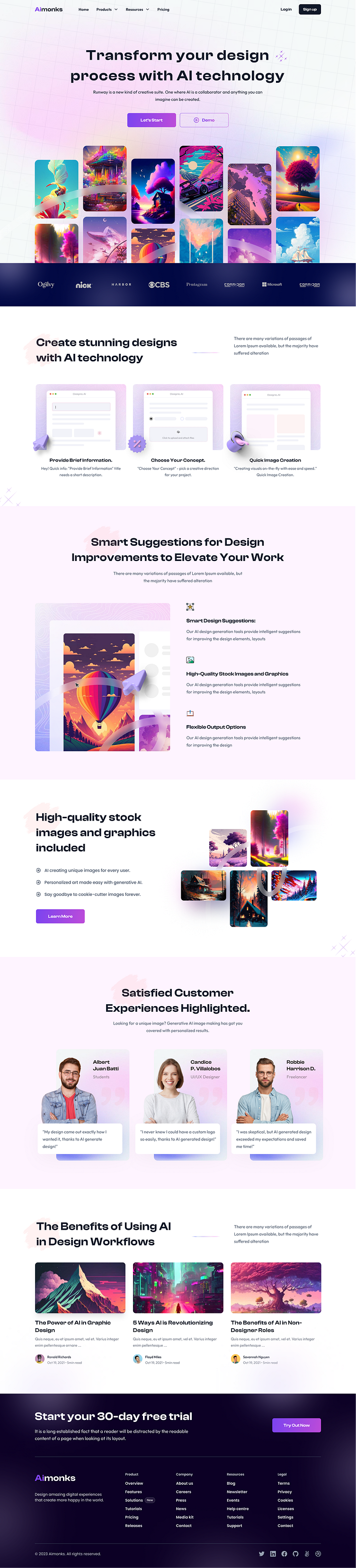 AI Image Generator Landing Page UI by Design Monks for Design Monks Inc ...