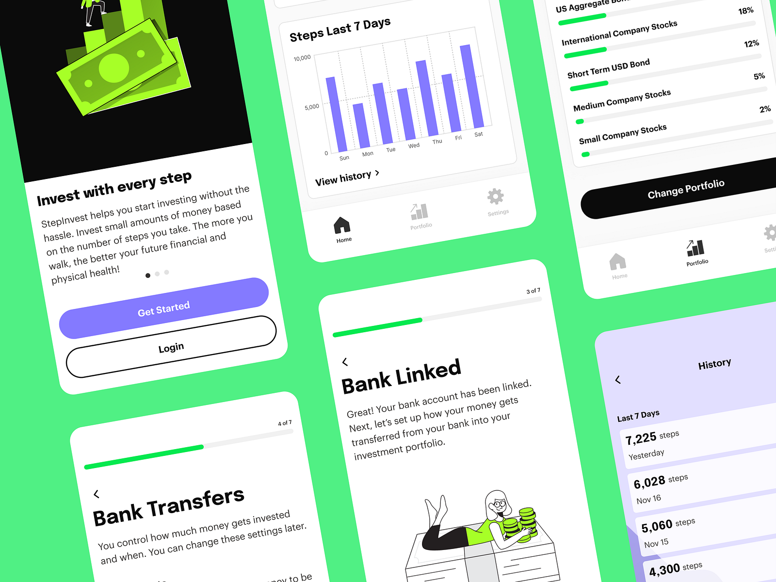 Micro-investing Fitness App Concept - StepInvest by Cindy D. on Dribbble Micro-investing Fitness App Concept - StepInvest by Cindy D. on Dribbble