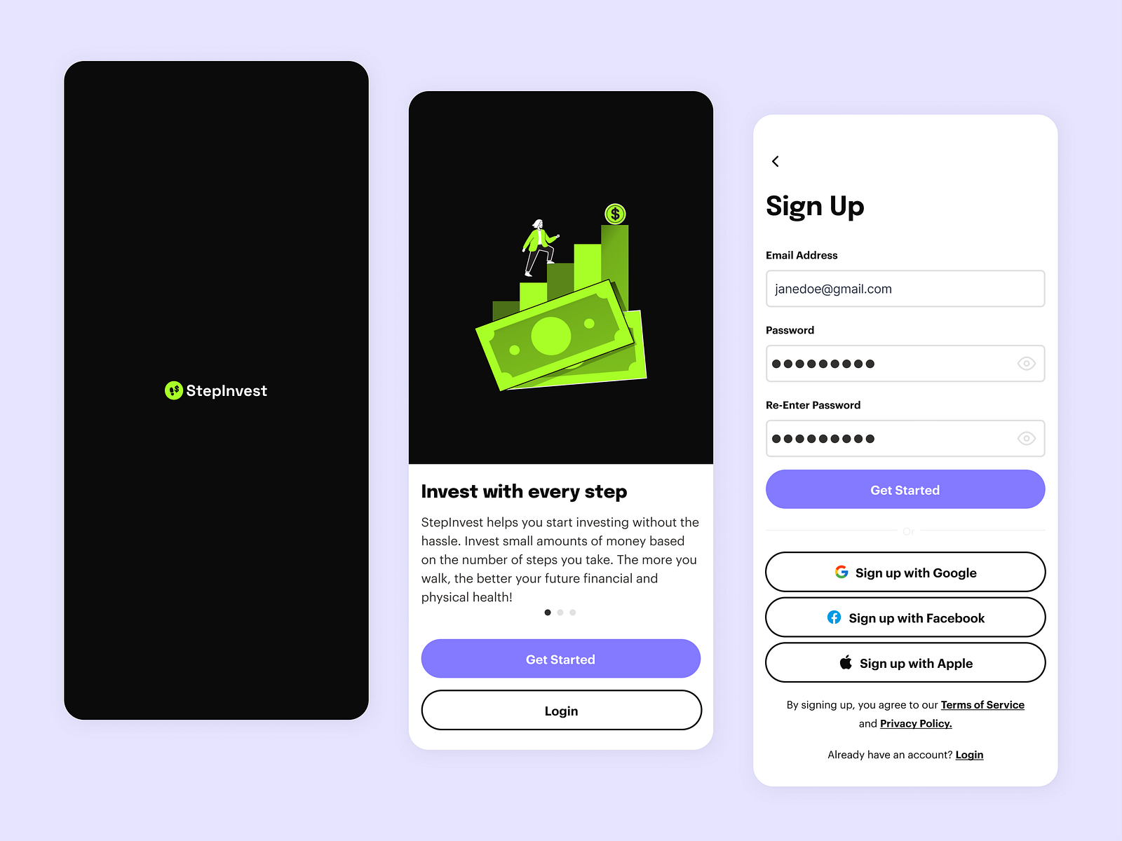 Micro-investing Fitness App Concept, StepInvest - Sign Up by Cindy D ... Micro-investing Fitness App Concept, StepInvest - Sign Up by Cindy D ...
