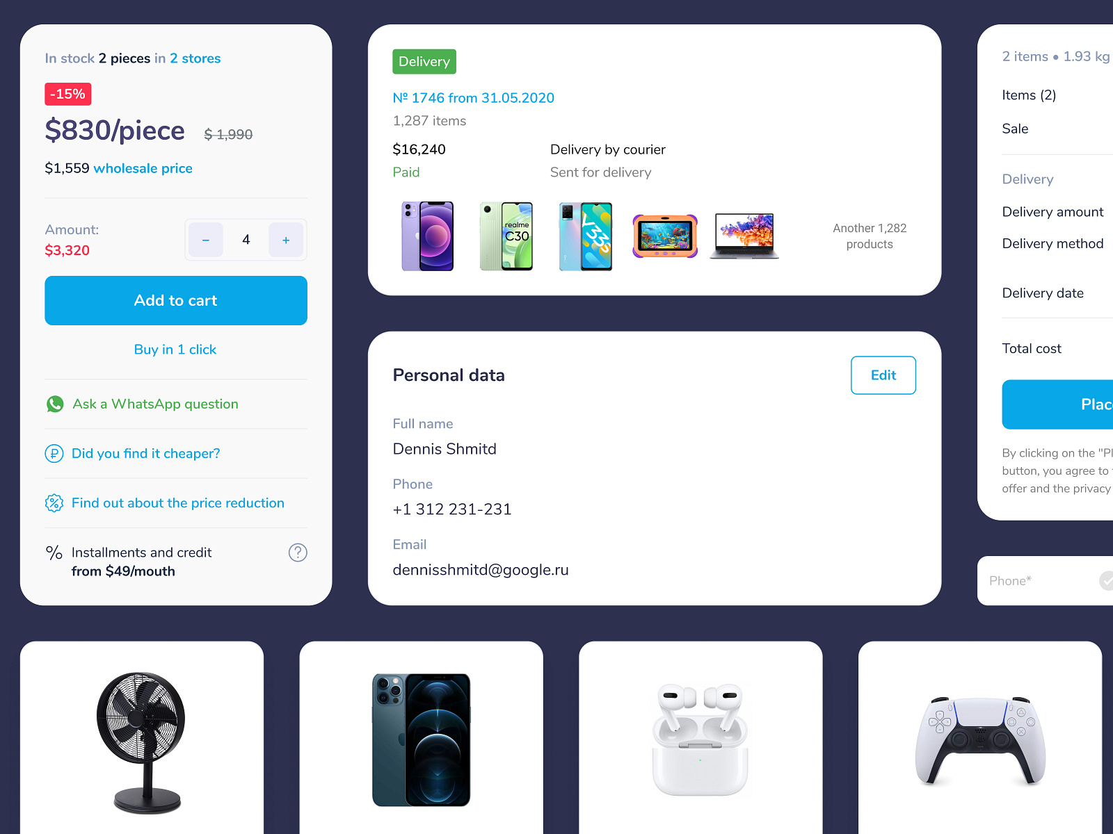 UI elements online-store by Nick Naumenko on Dribbble