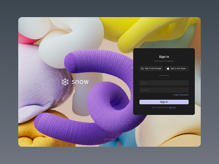 Sign In - Snow Dashboard UI Kit by ByeWind on Dribbble