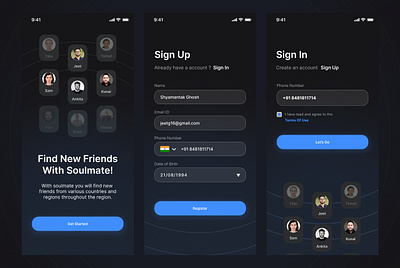 Social media app login screens by Shyamantak Ghosh on Dribbble