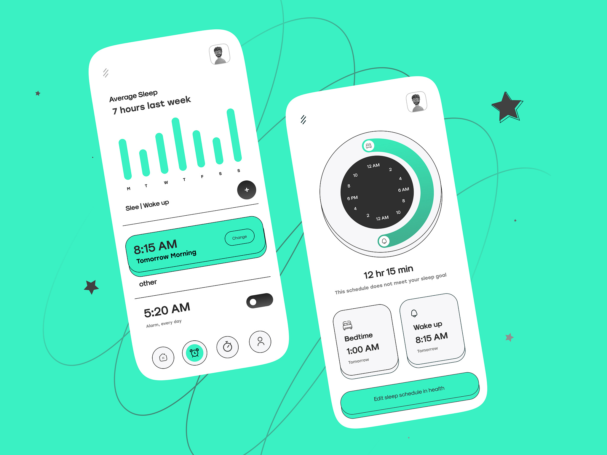 Alarm Mobile Ui Design by Ghulam Rasool 🚀 for Upnow Studio on Dribbble