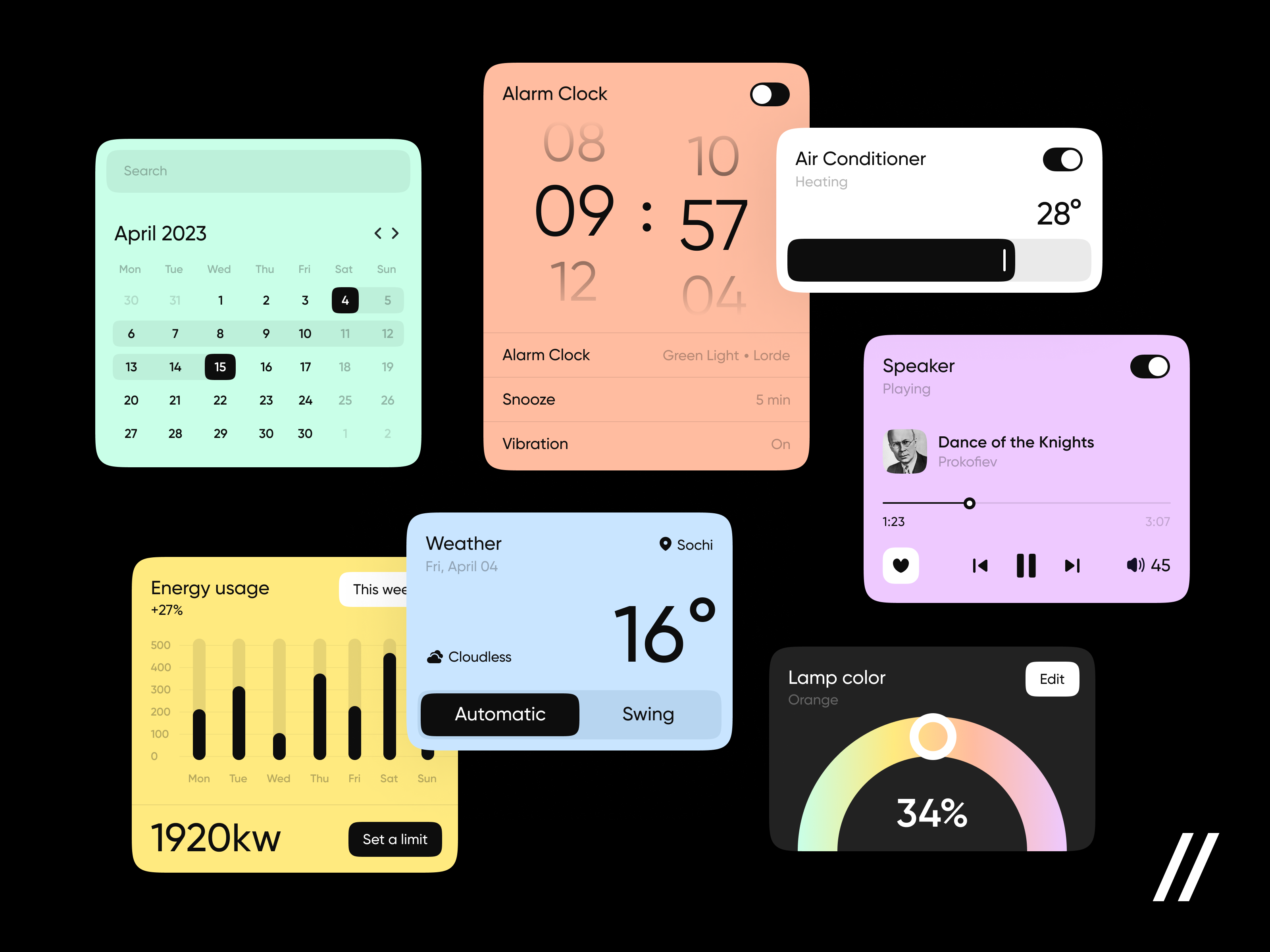 Smart Home Widgets by Purrweb UI/UX Agency on Dribbble