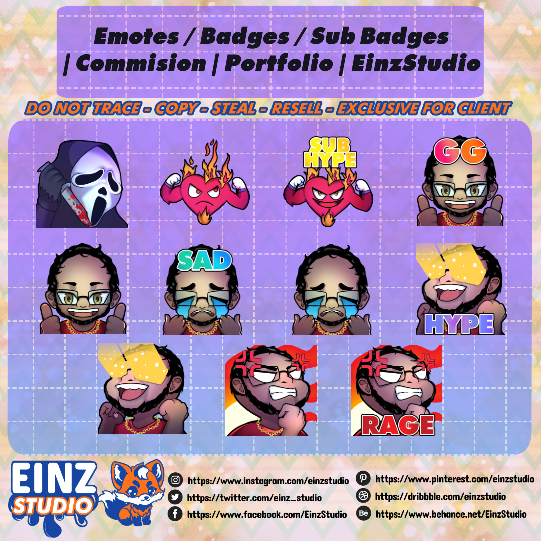 Twitch Emotes | Commission | Portfolio | EinzStudio by Einz Studio on ...