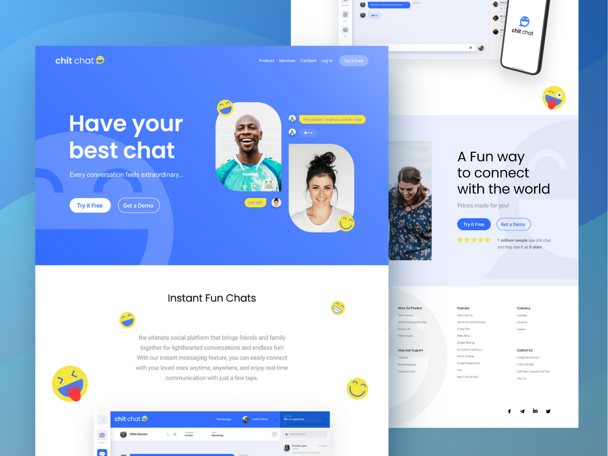 Landing page design for chat app 'chitchat' by Ajose Dayo on Dribbble