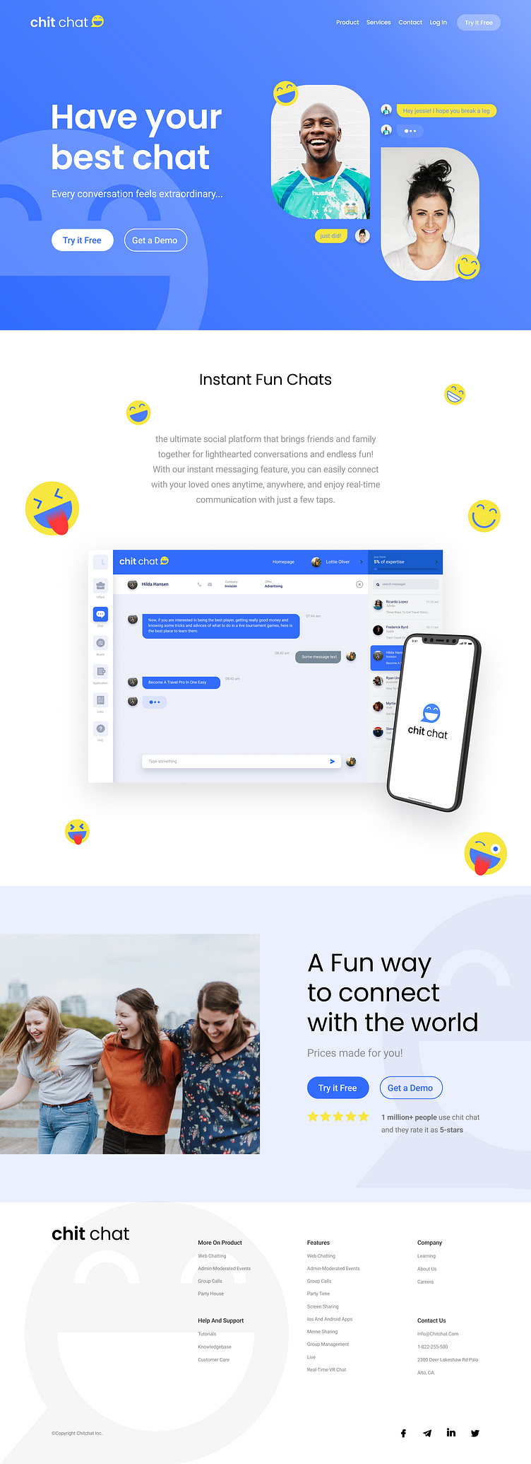 Landing page design for chat app 'chitchat' by Ajose Dayo on Dribbble