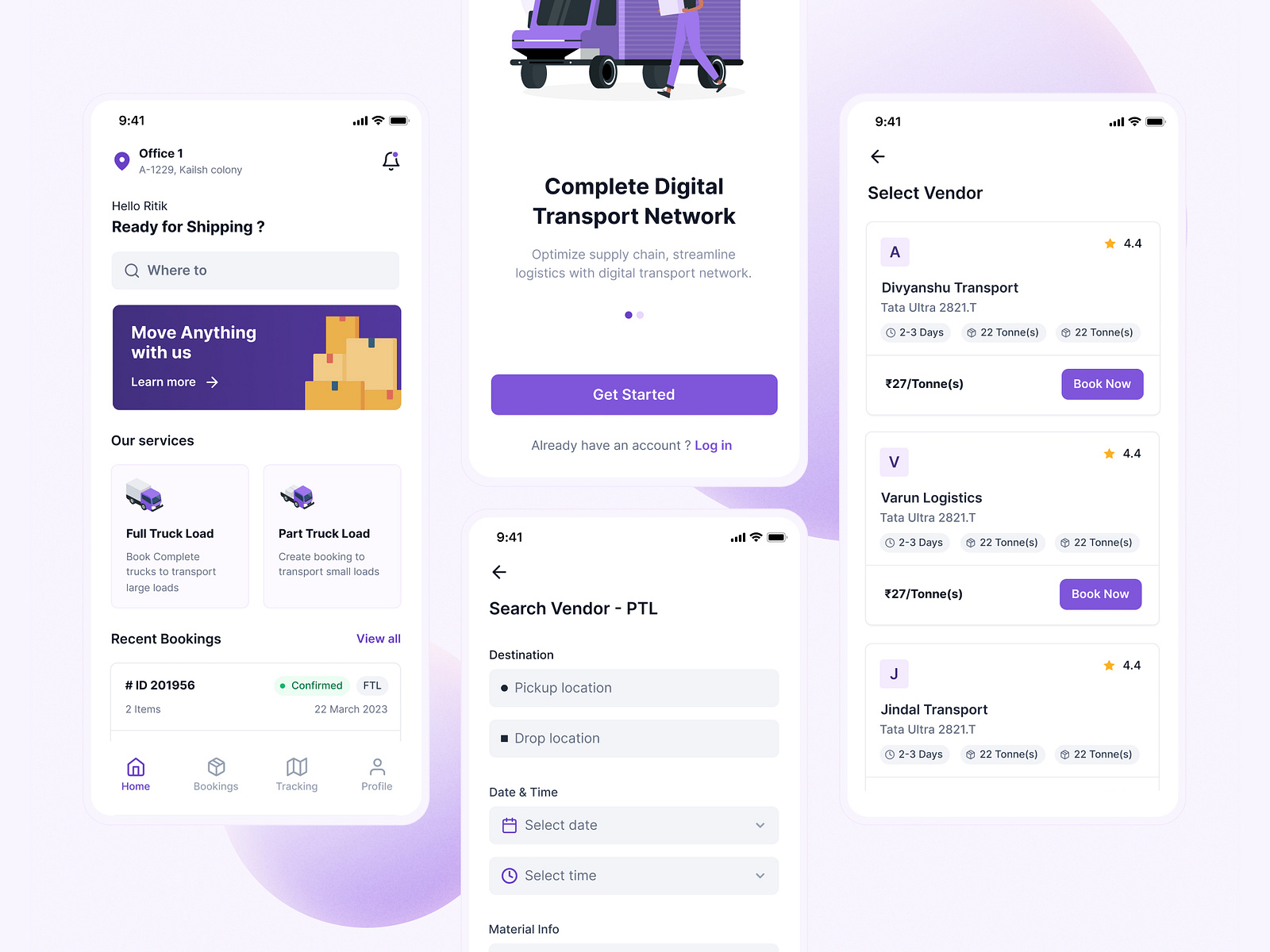 Logistics Mobile App by Ritik Chauhan on Dribbble