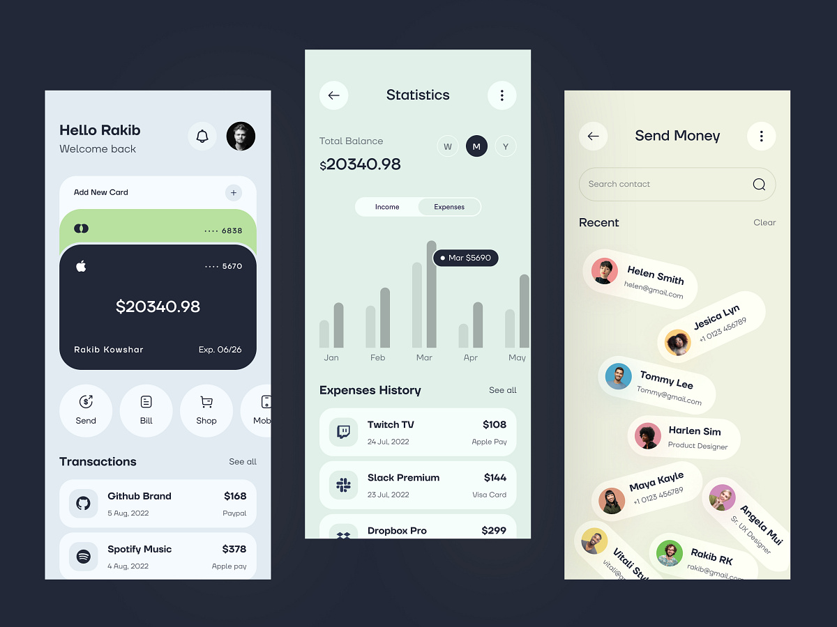 Finance App by Rakib Kowshar for Orizon: UI/UX Design Agency on Dribbble