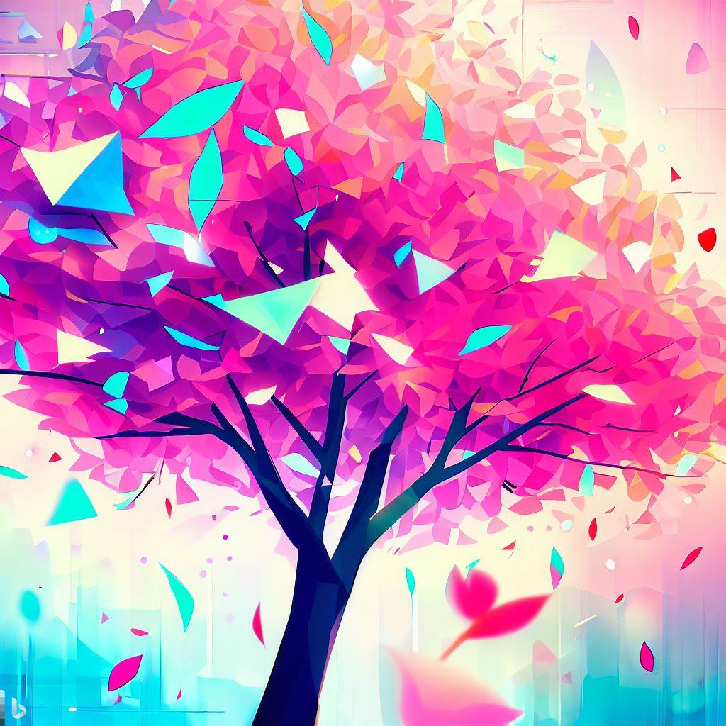 Vibrant geometric sakura tree by Akib Ahmad Alvi on Dribbble