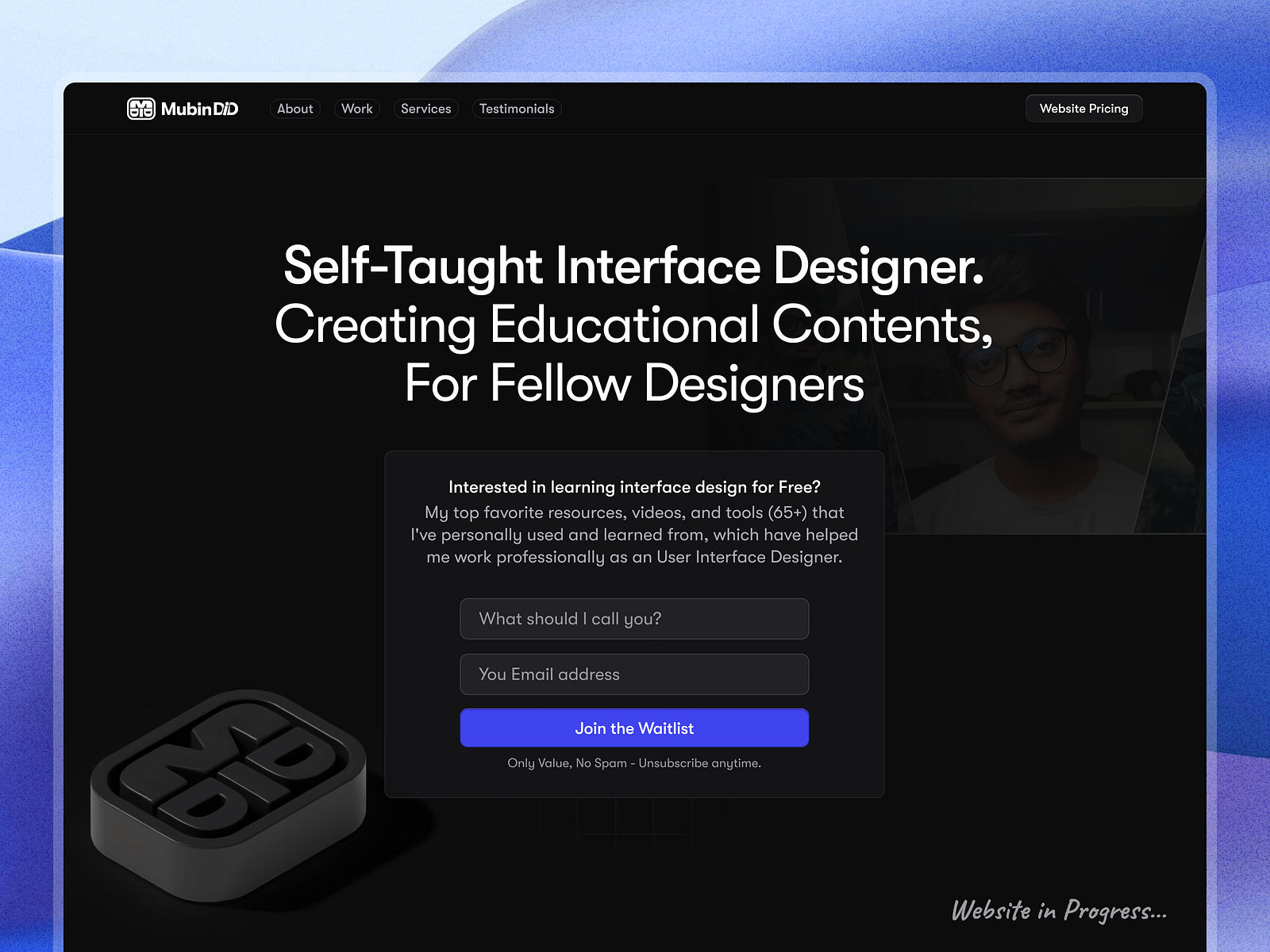Dark Mode Homepage hero section for personal website by Farhan Mubin 🌿 ...