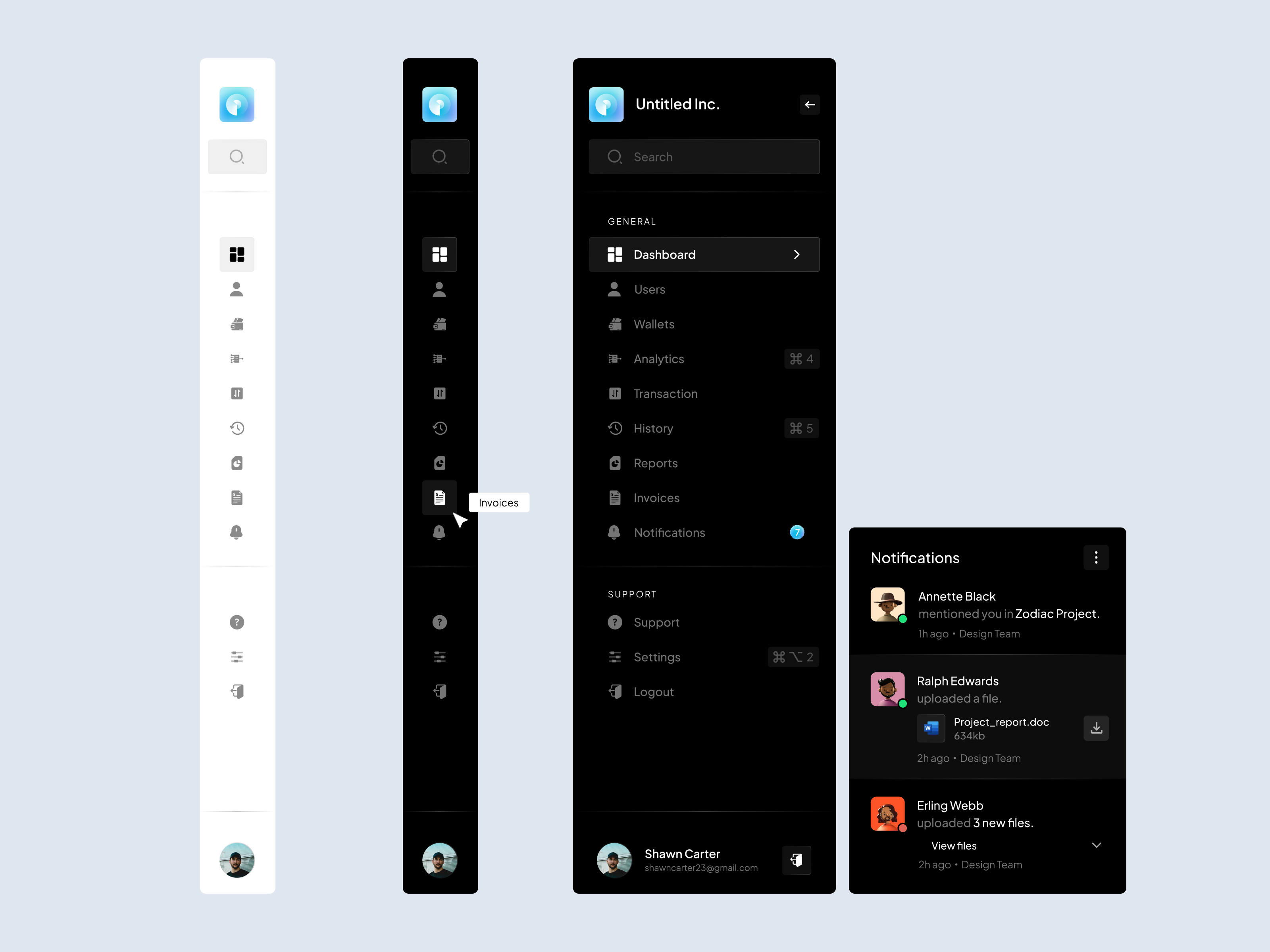 Dashboard Sidebar Navigation Interaction by Zared on Dribbble