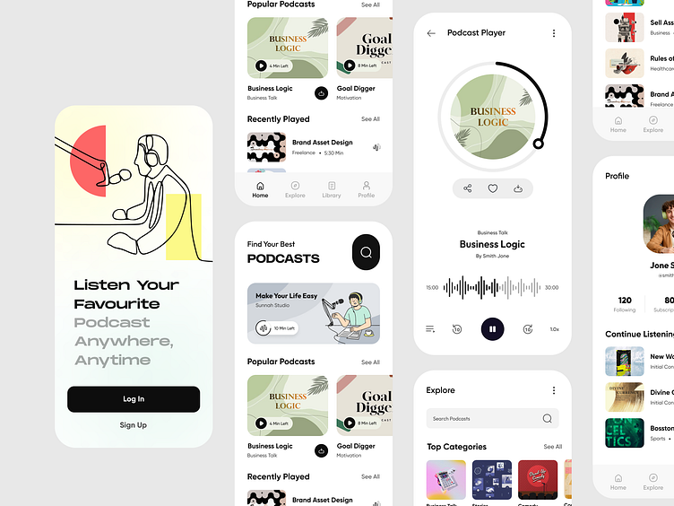 Podcast Mobile App Design by Kazi Mahbub for SadaX - UI/UX Design ...