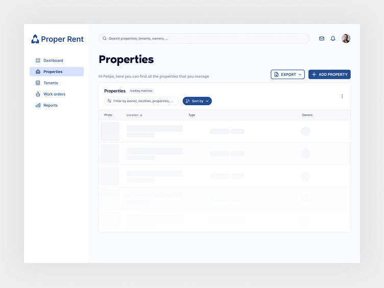 Skeleton Loading detail - Proper Rent by Felipe Cardona on Dribbble