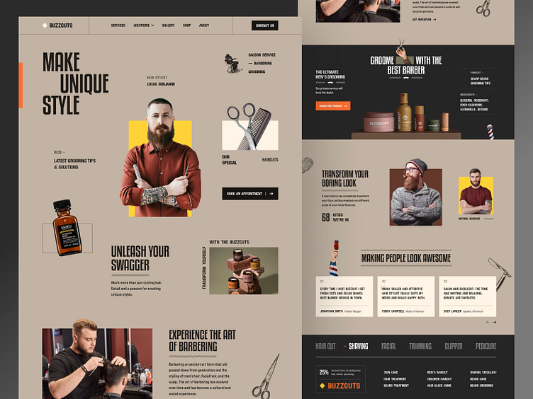 Barber Shop Website by Farzan Faruk for Rylic Studio on Dribbble