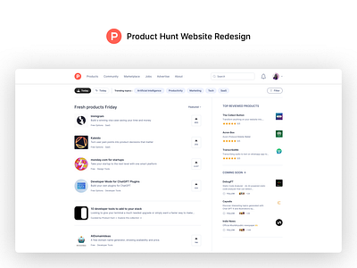 Product Hunt website Redesign by Tarakant Seth on Dribbble