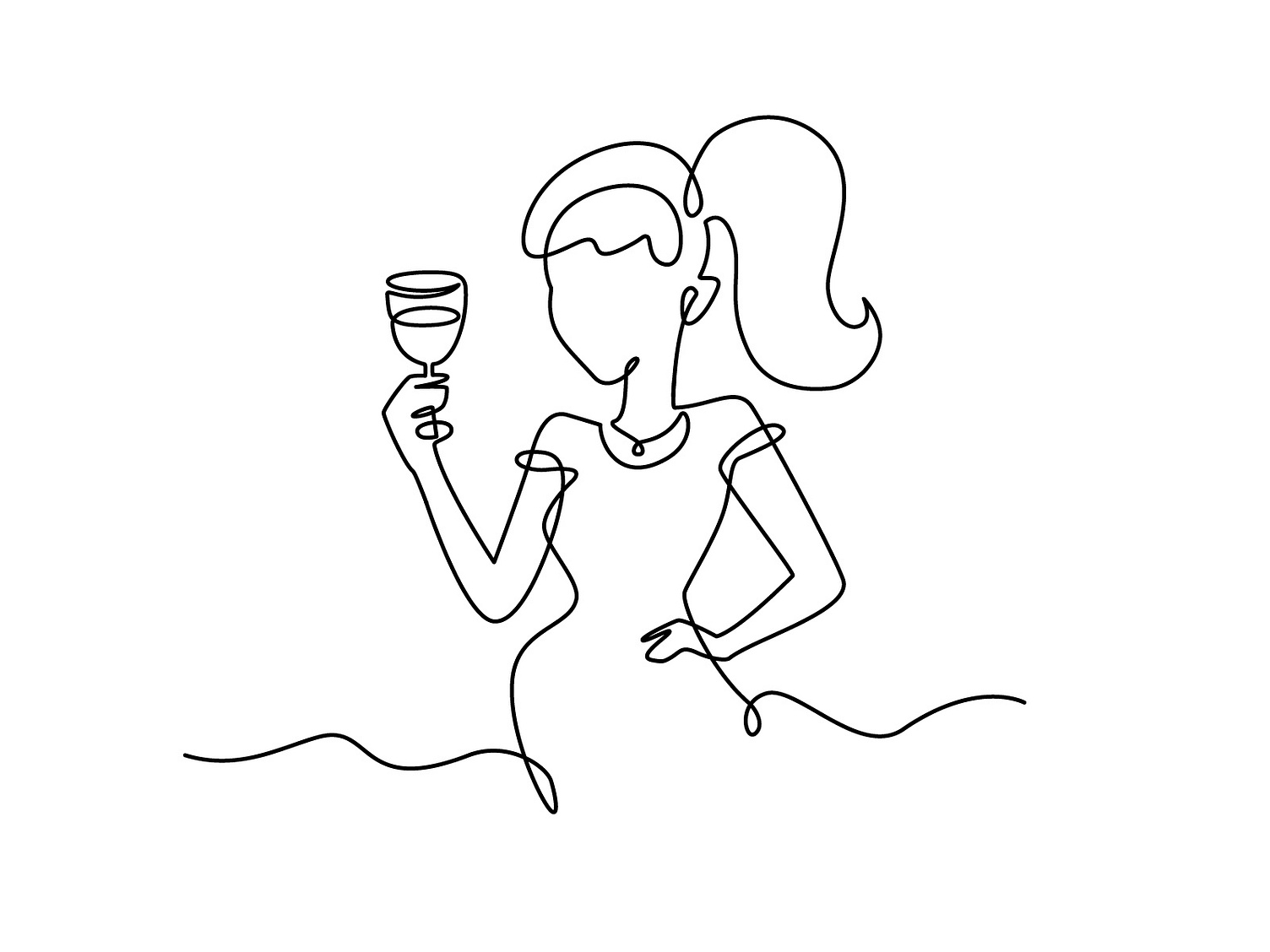 Continuous Line Illustrations Lineart Black And White Drawings By